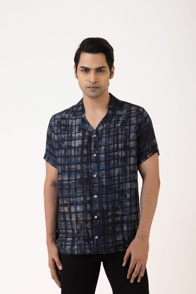 Grid Groove Silk Shirt - Unallume by Nisha